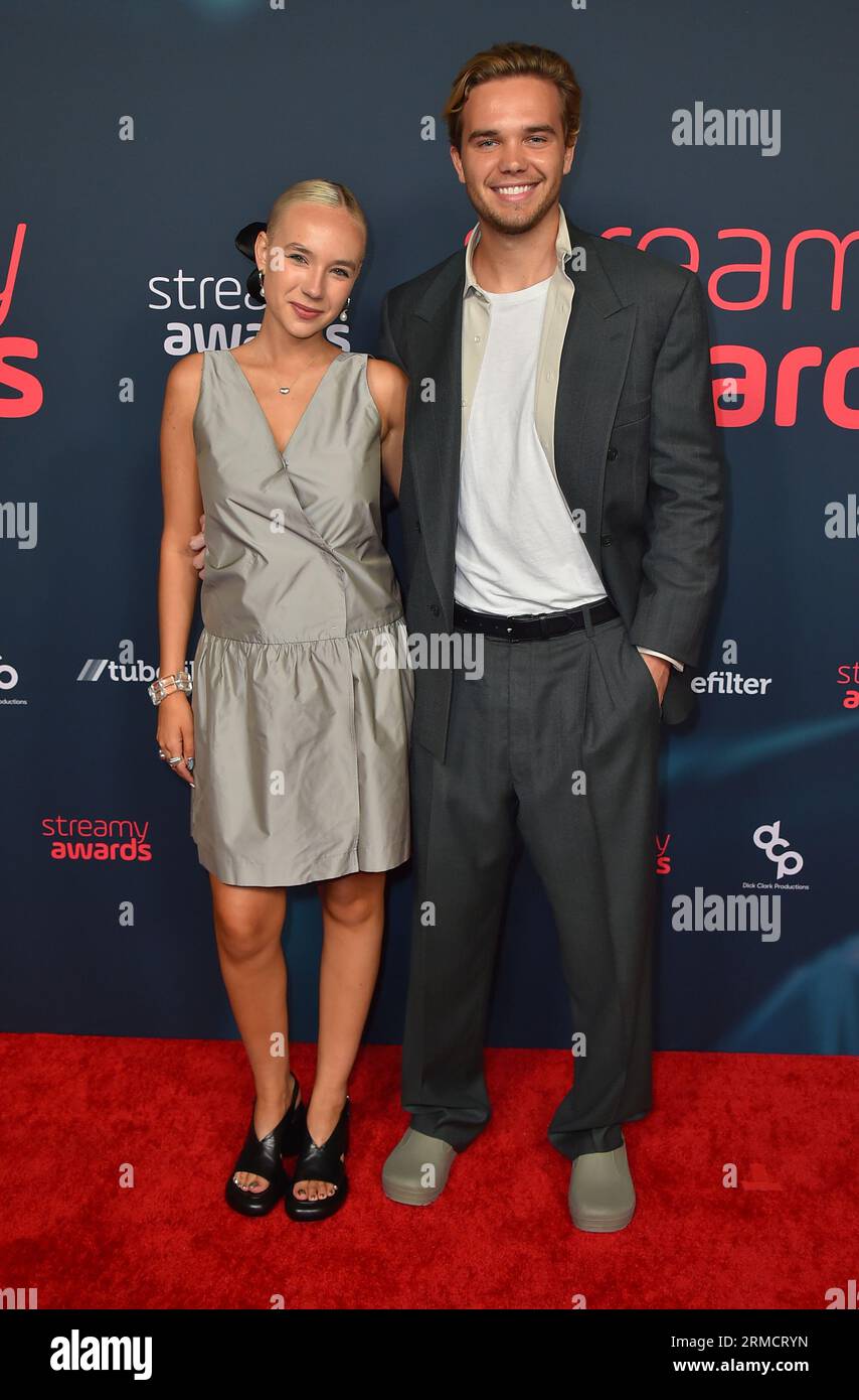 Mallory Morris, left, and and Jack Cook arrive at the Streamy Awards on ...