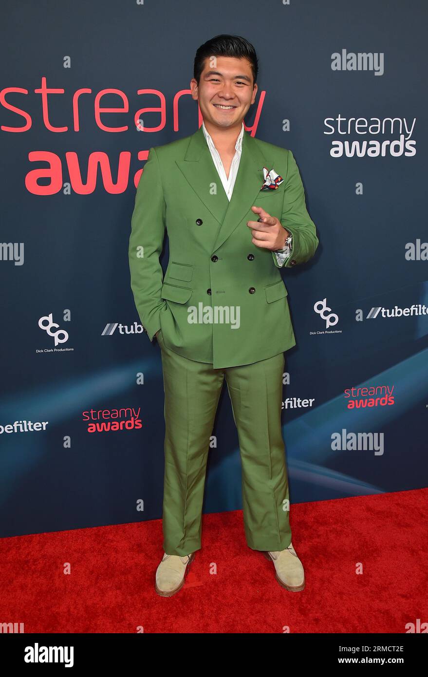 Steven He arrives at the Streamy Awards on Sunday, Aug. 27, 2023, at ...