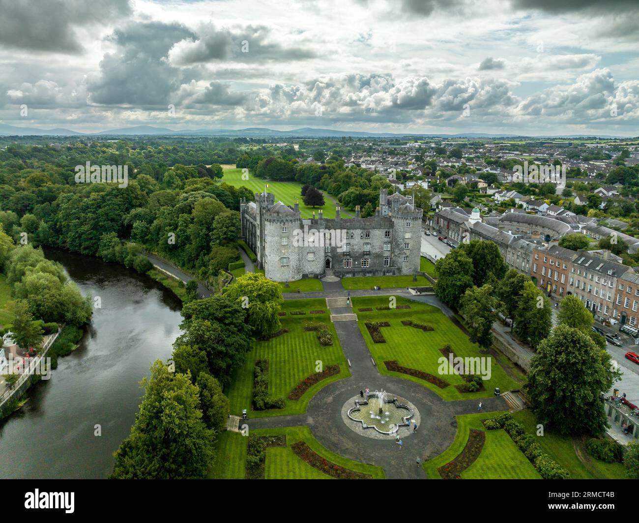 Aerial view of Kilkenny castle, Victorian remodeling of a medieval ...