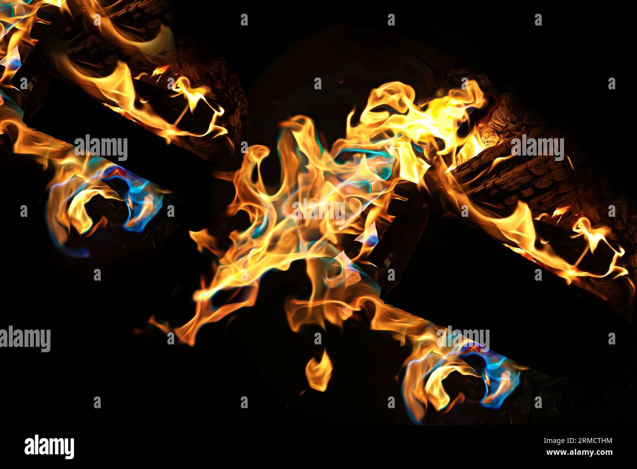 Fire and flames raging heat with vivid rainbow colors from fun color ...