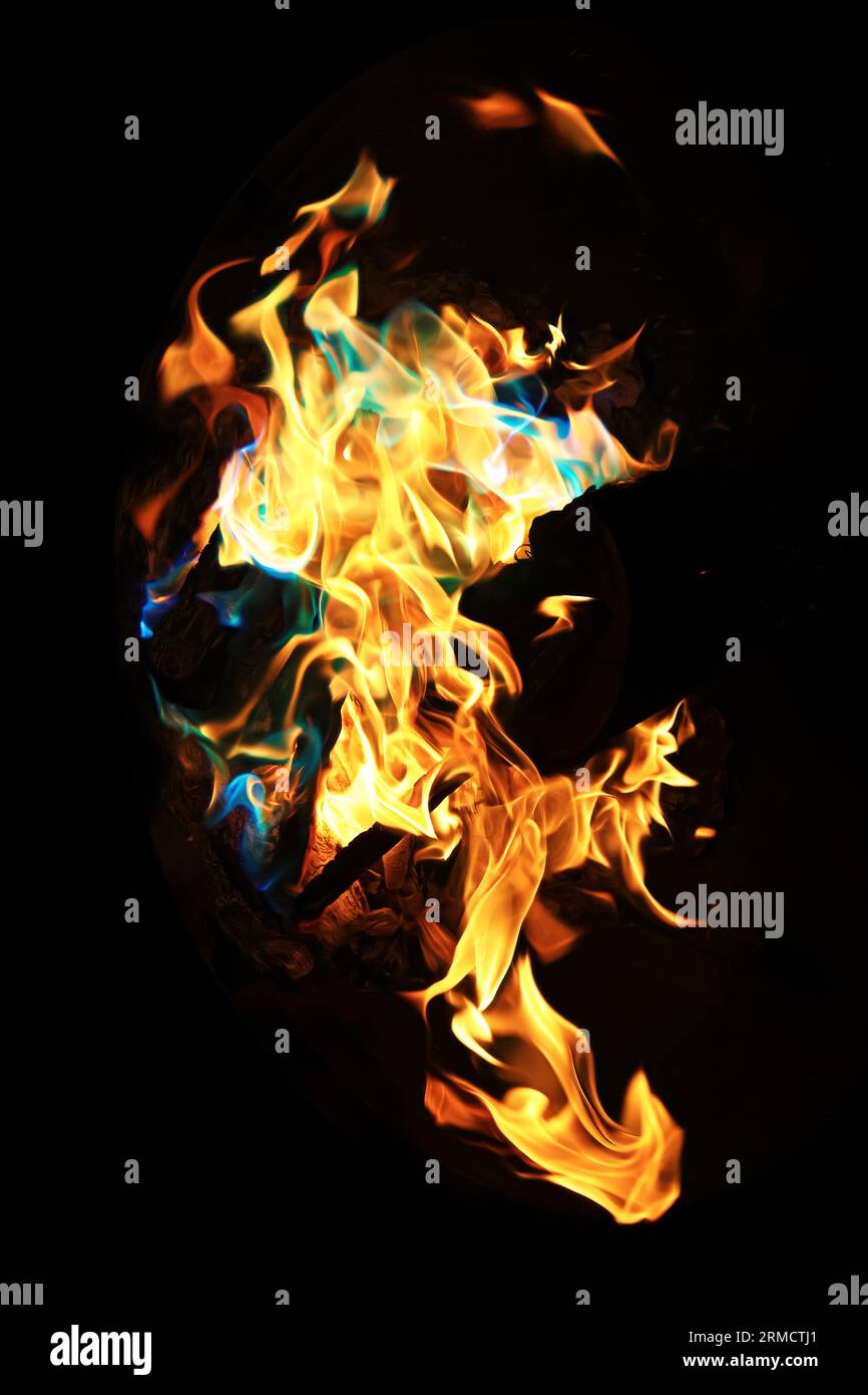 Fire and flames raging heat with vivid rainbow colors from fun color ...