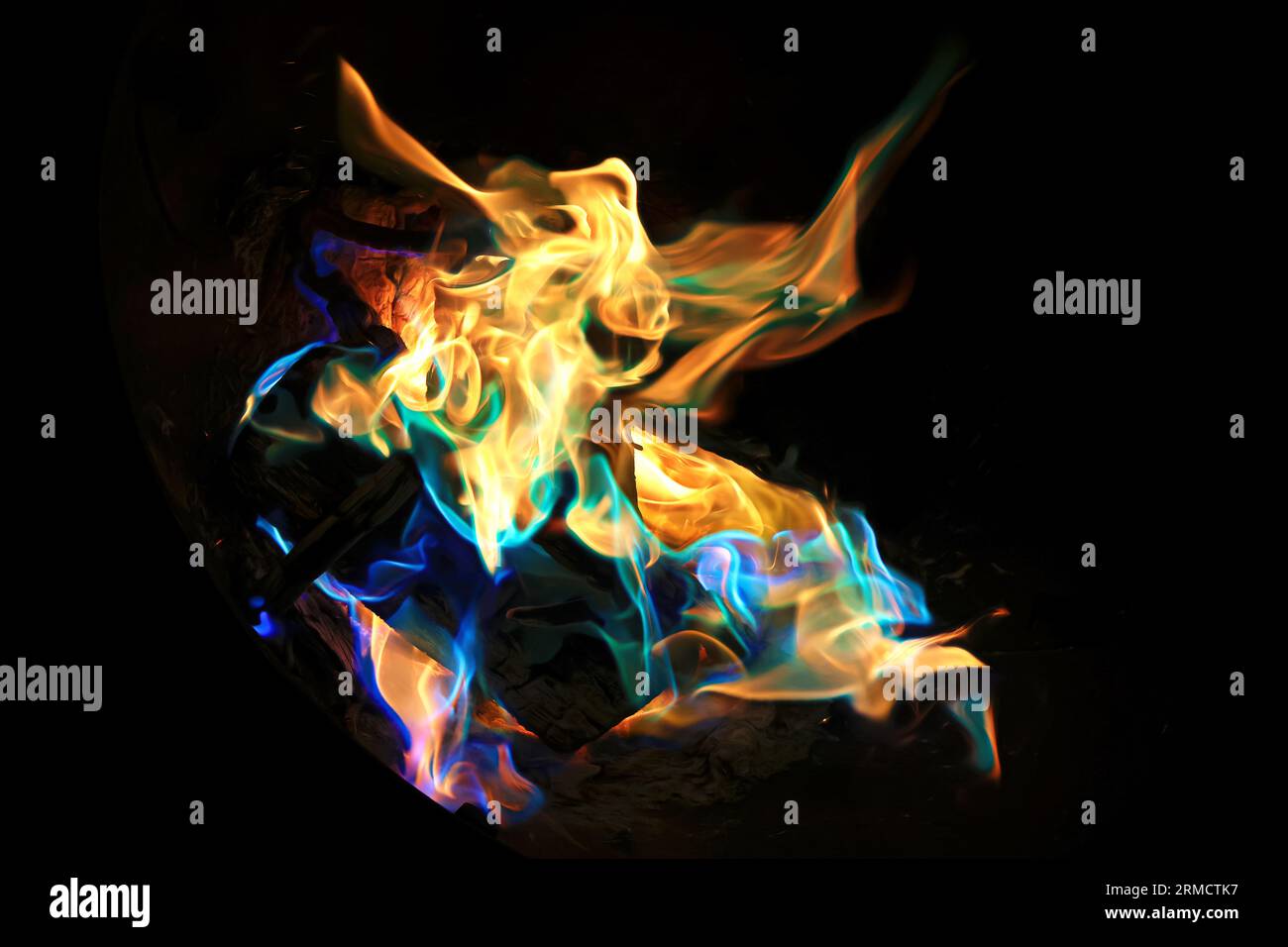Fire and flames raging heat with vivid rainbow colors from fun color ...