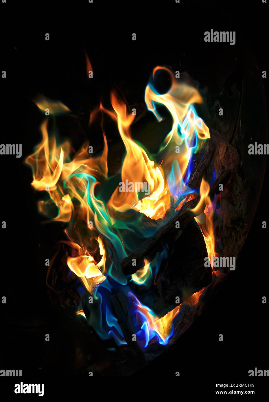 Fire and flames raging heat with vivid rainbow colors from fun color ...