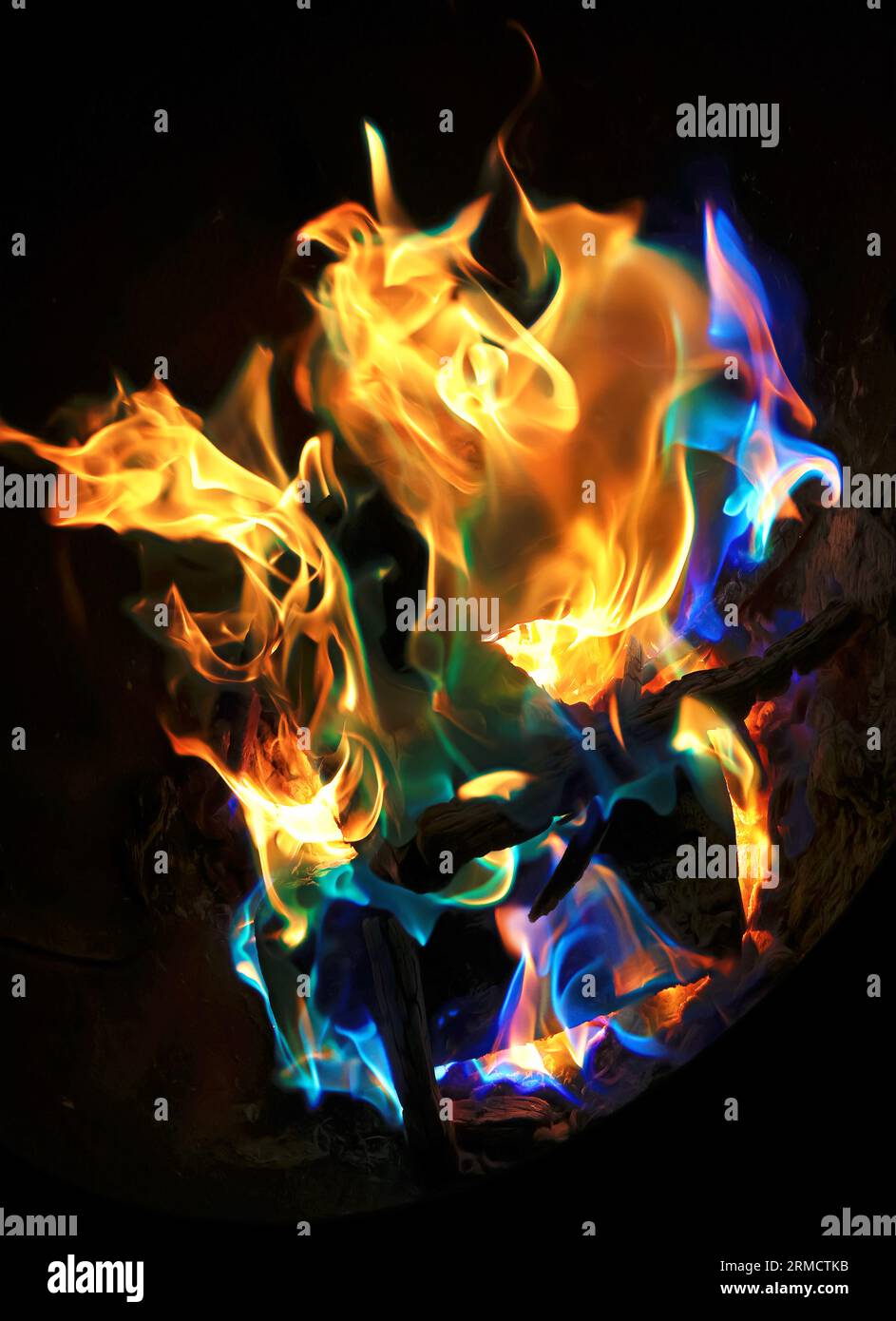 Fire and flames raging heat with vivid rainbow colors from fun color ...