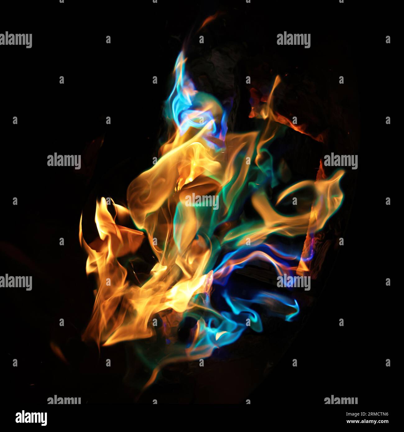 Fire and flames raging heat with vivid rainbow colors from fun color ...