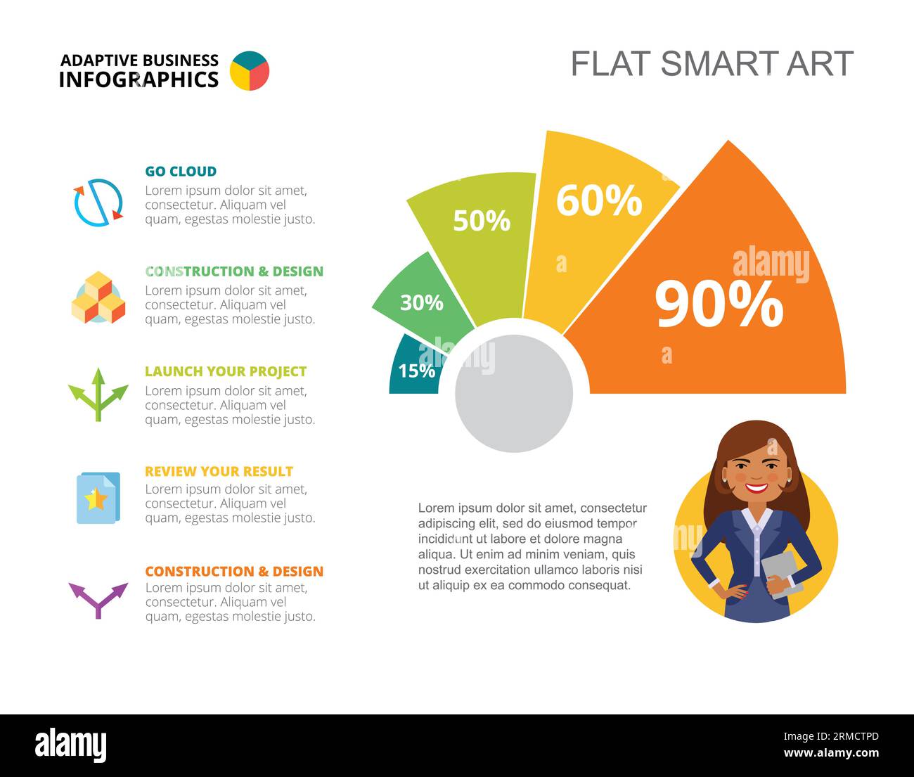Startup Percentage Chart Slide Template Stock Vector Image & Art - Alamy