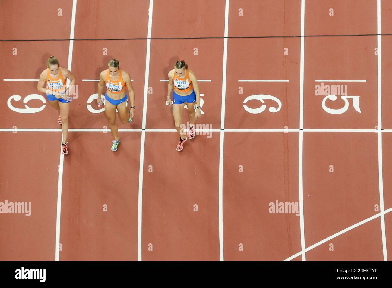 Budapest, Hungary. 27th Aug, 2023. Athletes of the Netherlands react ...