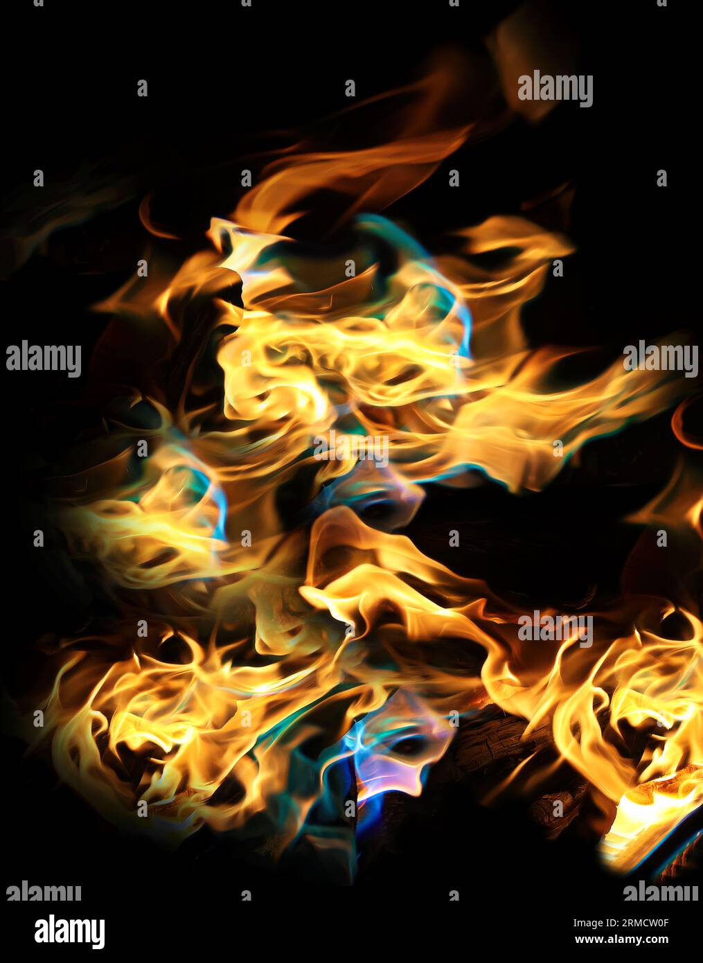 Fire and flames raging heat with vivid rainbow colors from fun color ...