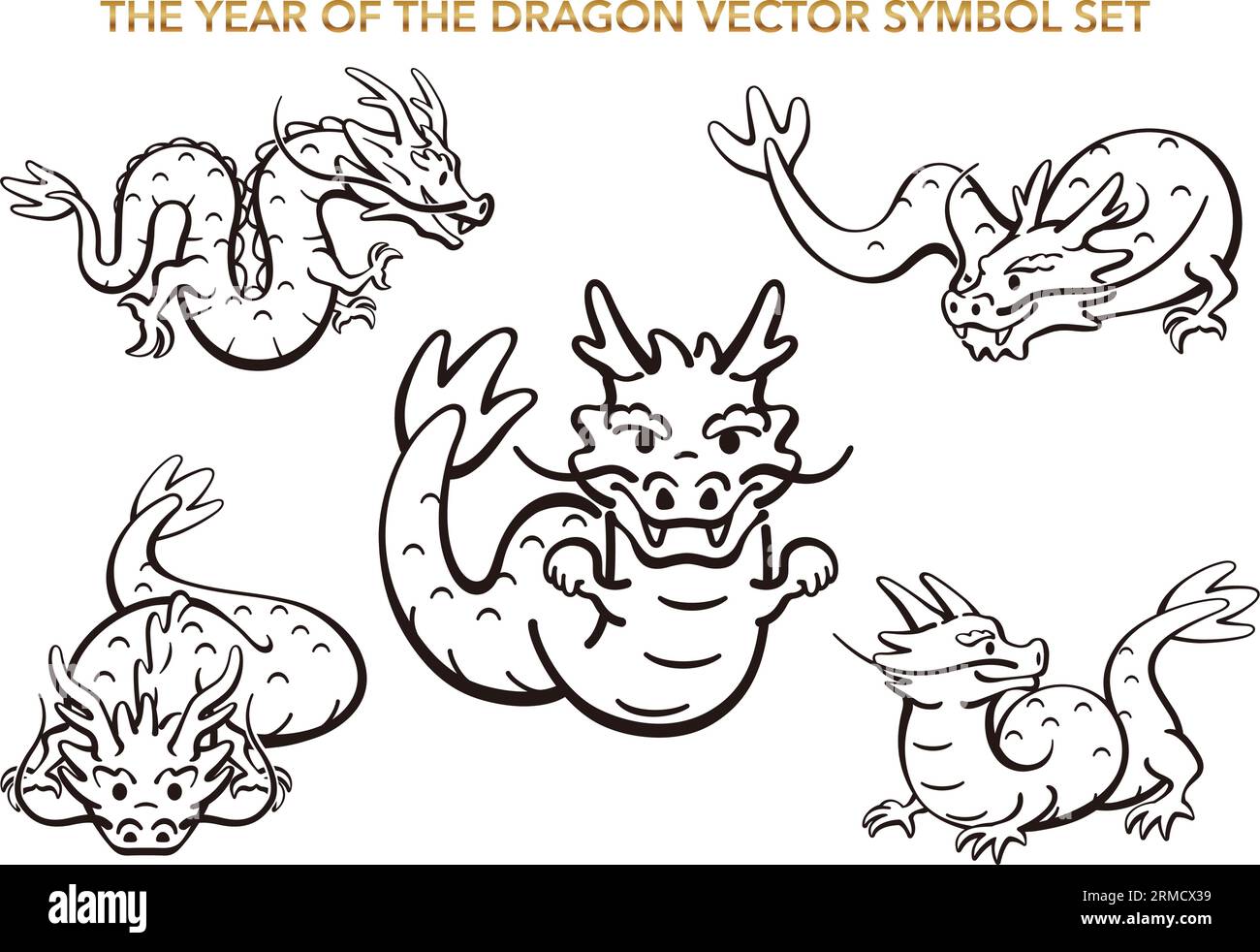 The Year Of The Dragon Vector Zodiac Symbol Illustration Set Isolated ...
