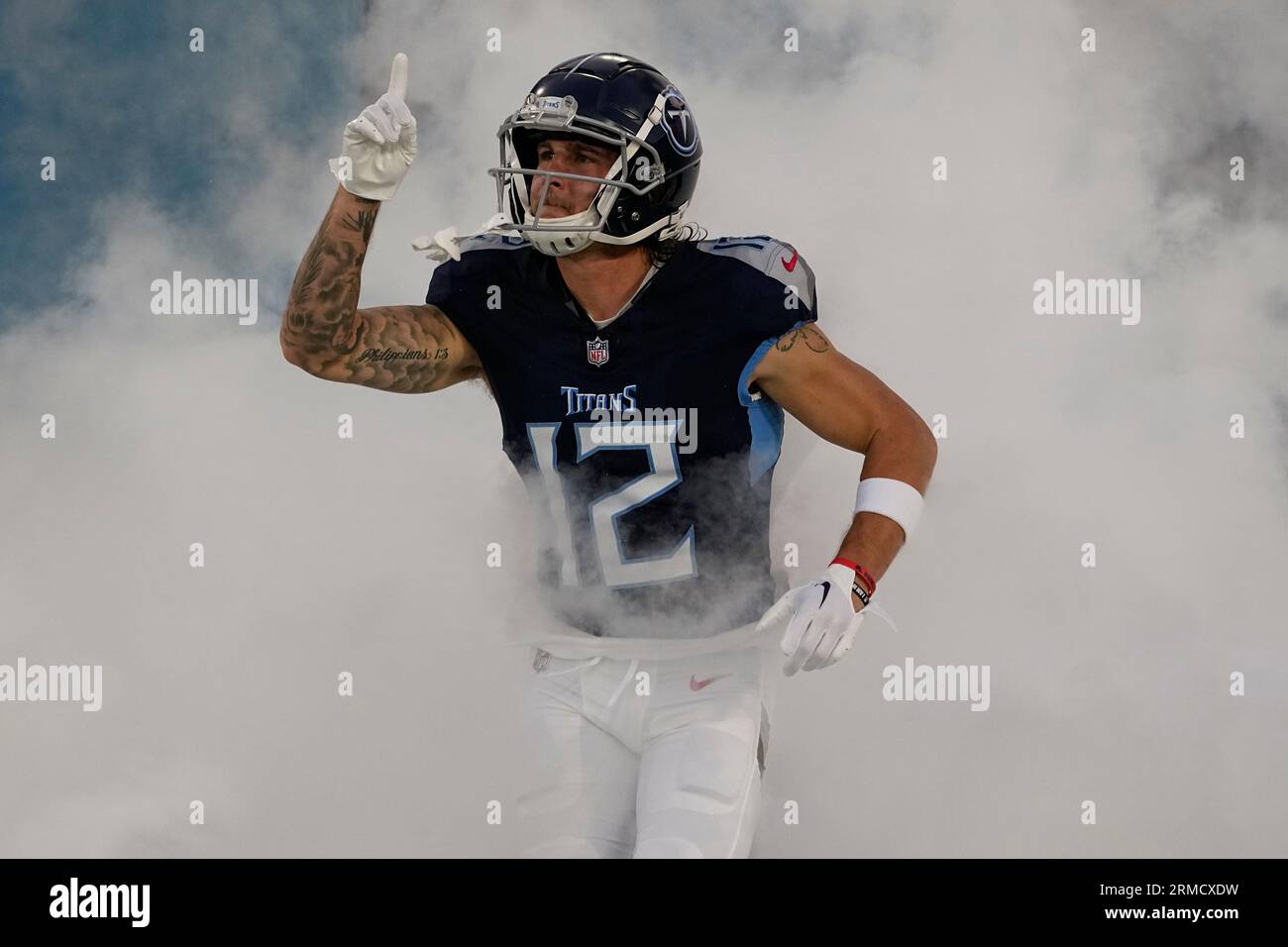 Tennessee Titans wide receiver Mason Kinsey (12) runs onto the field ...
