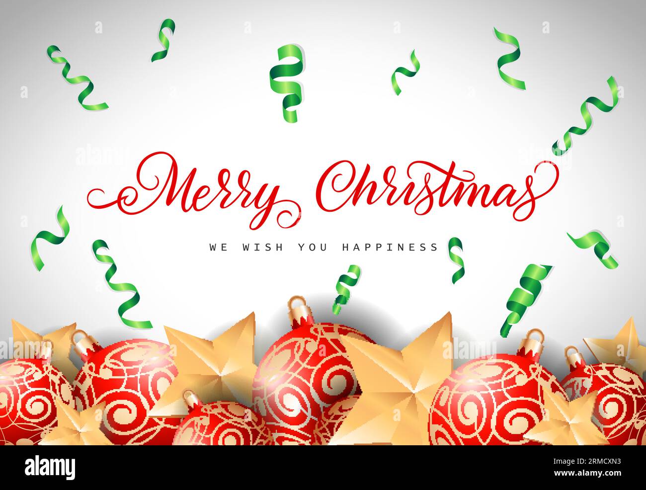 Merry Christmas Lettering with Baubles Stock Vector Image & Art - Alamy