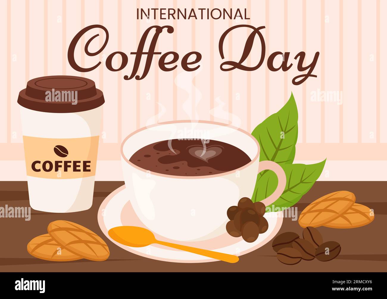 International Coffee Day Vector Illustration on 1st October with ...