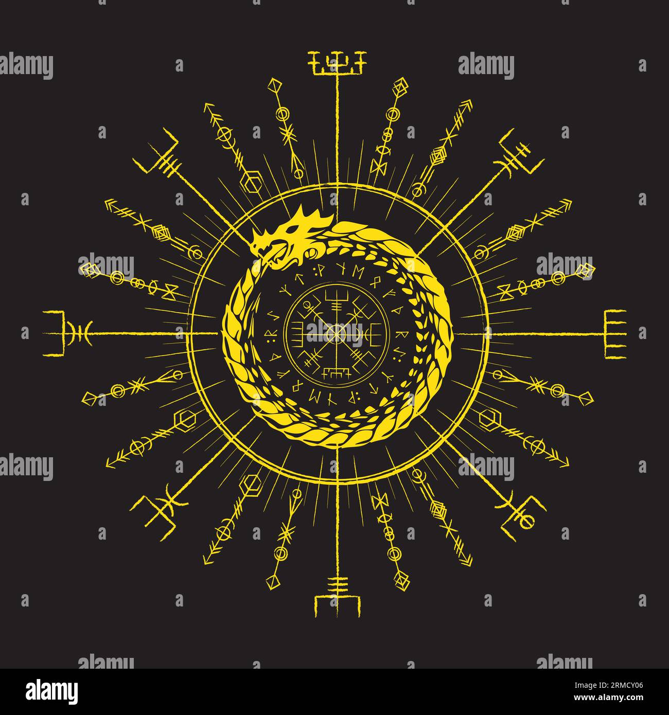 Yellow viking dragon symbol Stock Vector Image & Art - Alamy