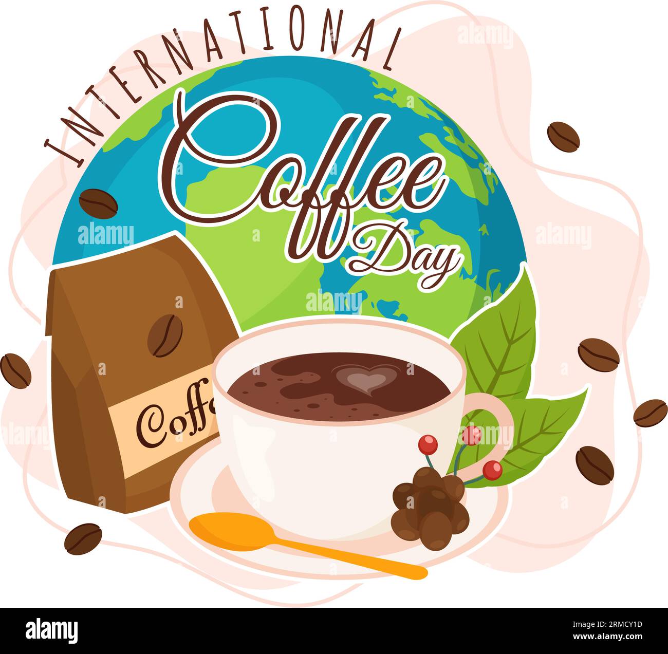 International Coffee Day Vector Illustration on 1st October with ...