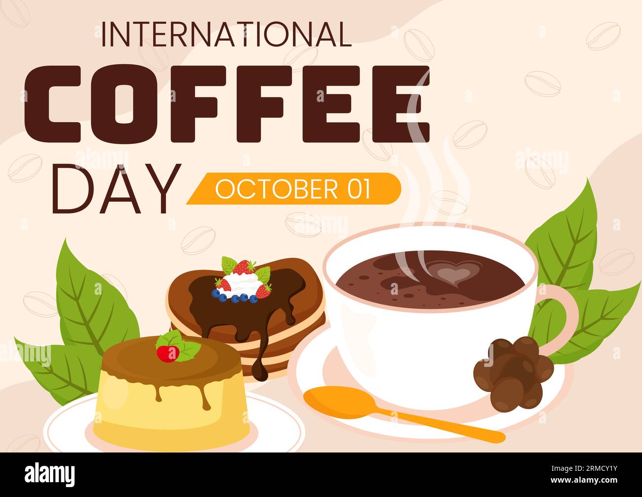 International Coffee Day Vector Illustration on 1st October with ...