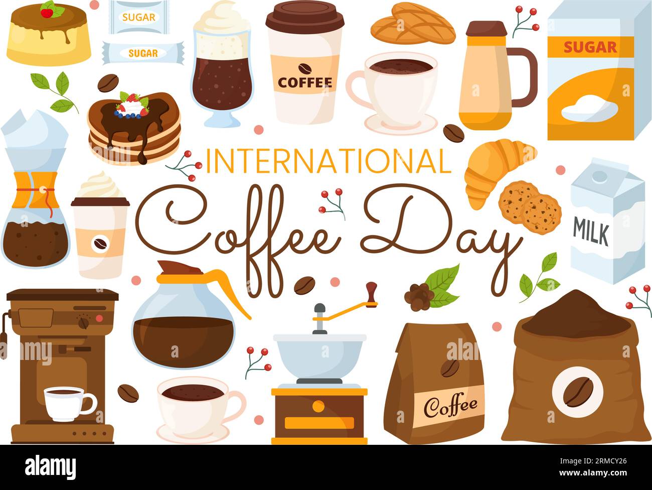 International Coffee Day Vector Illustration on 1st October with ...
