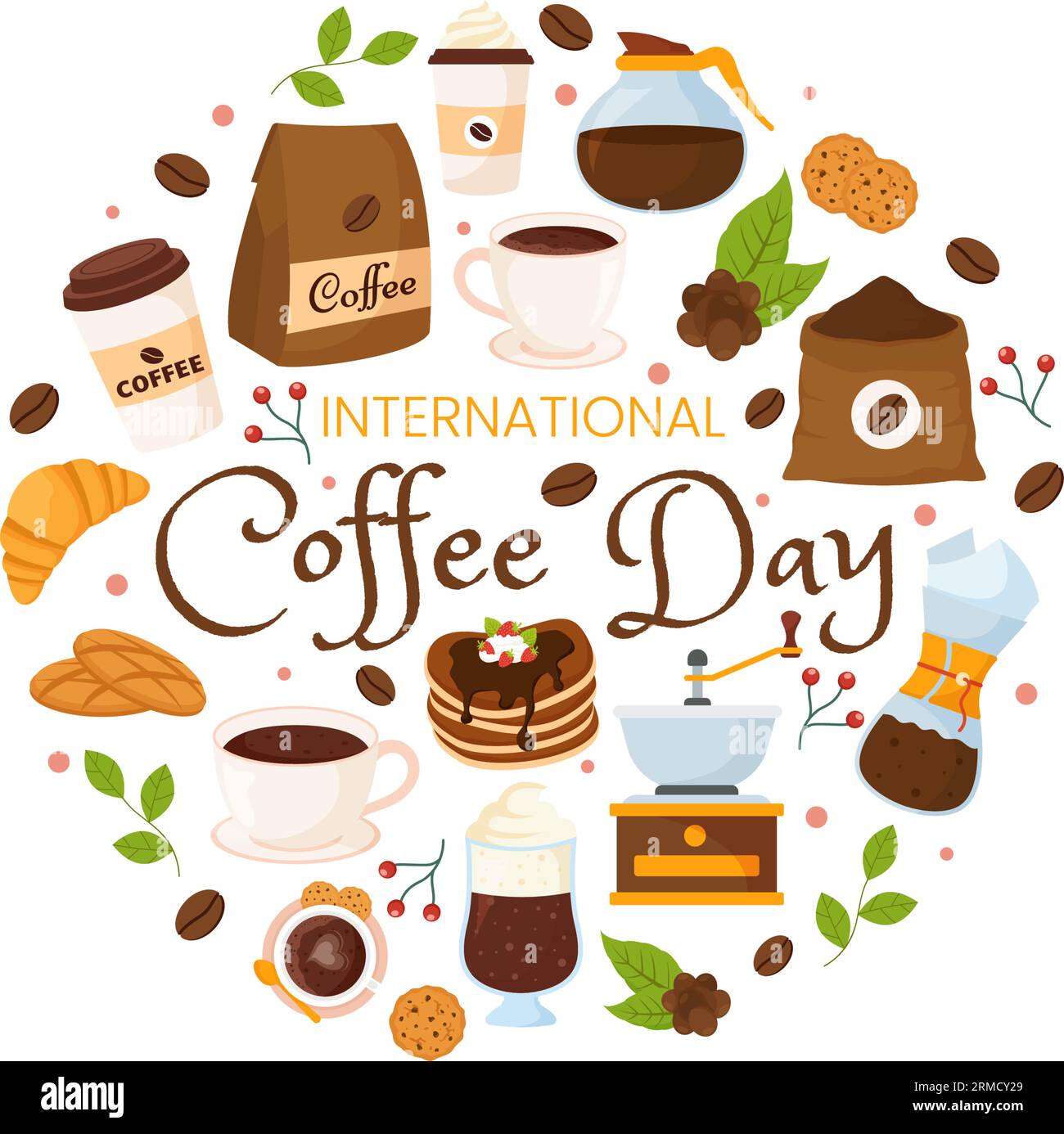 International Coffee Day Vector Illustration on 1st October with ...