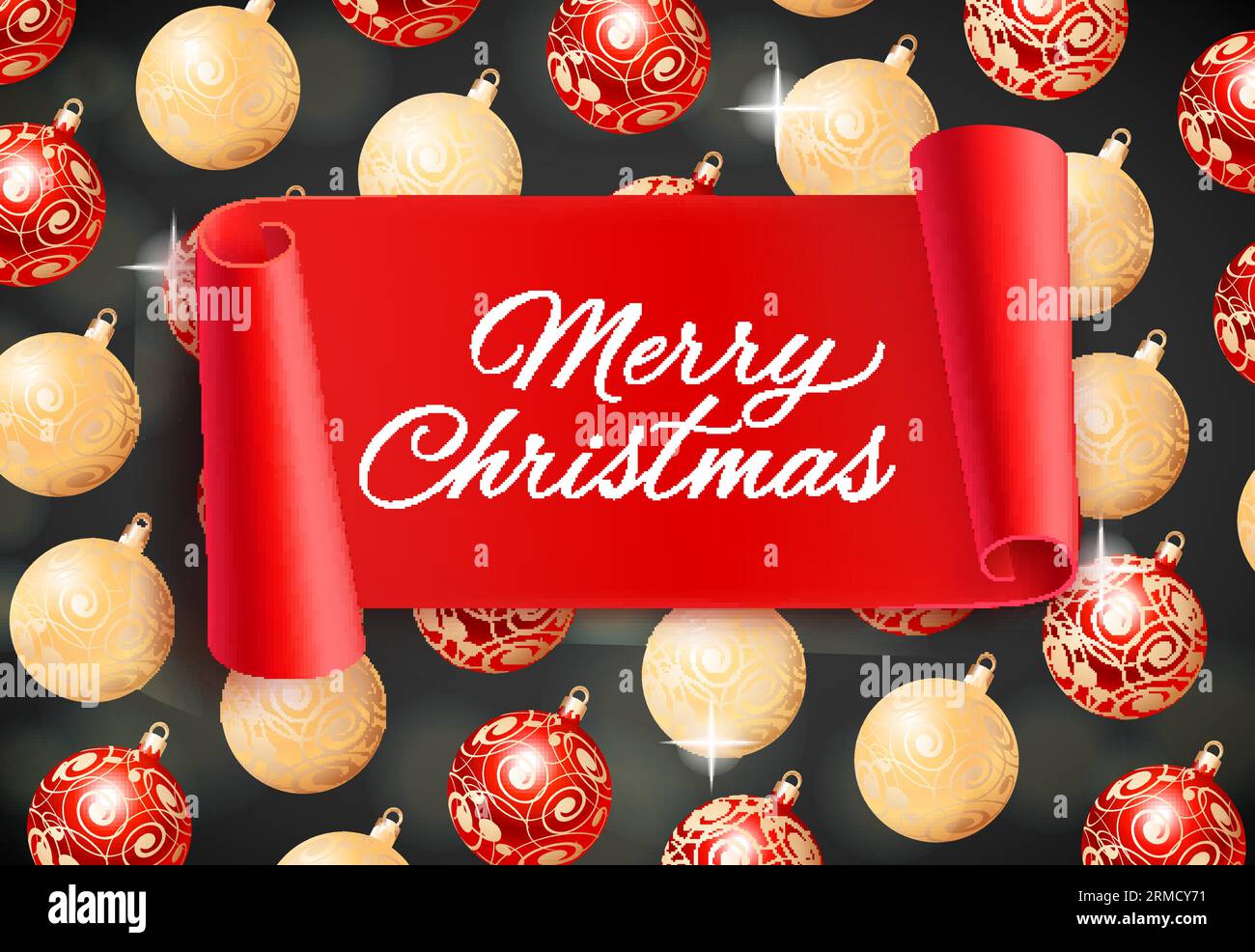 Merry Christmas lettering with baubles Stock Vector Image & Art - Alamy