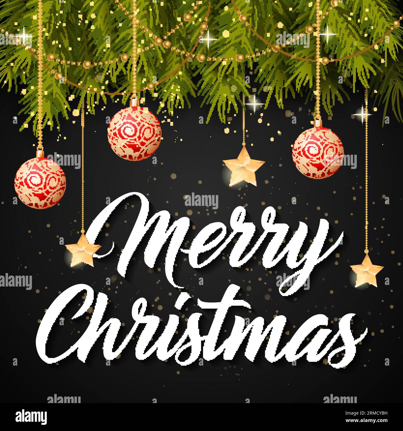 Merry Christmas Lettering and Baubles Stock Vector Image & Art - Alamy