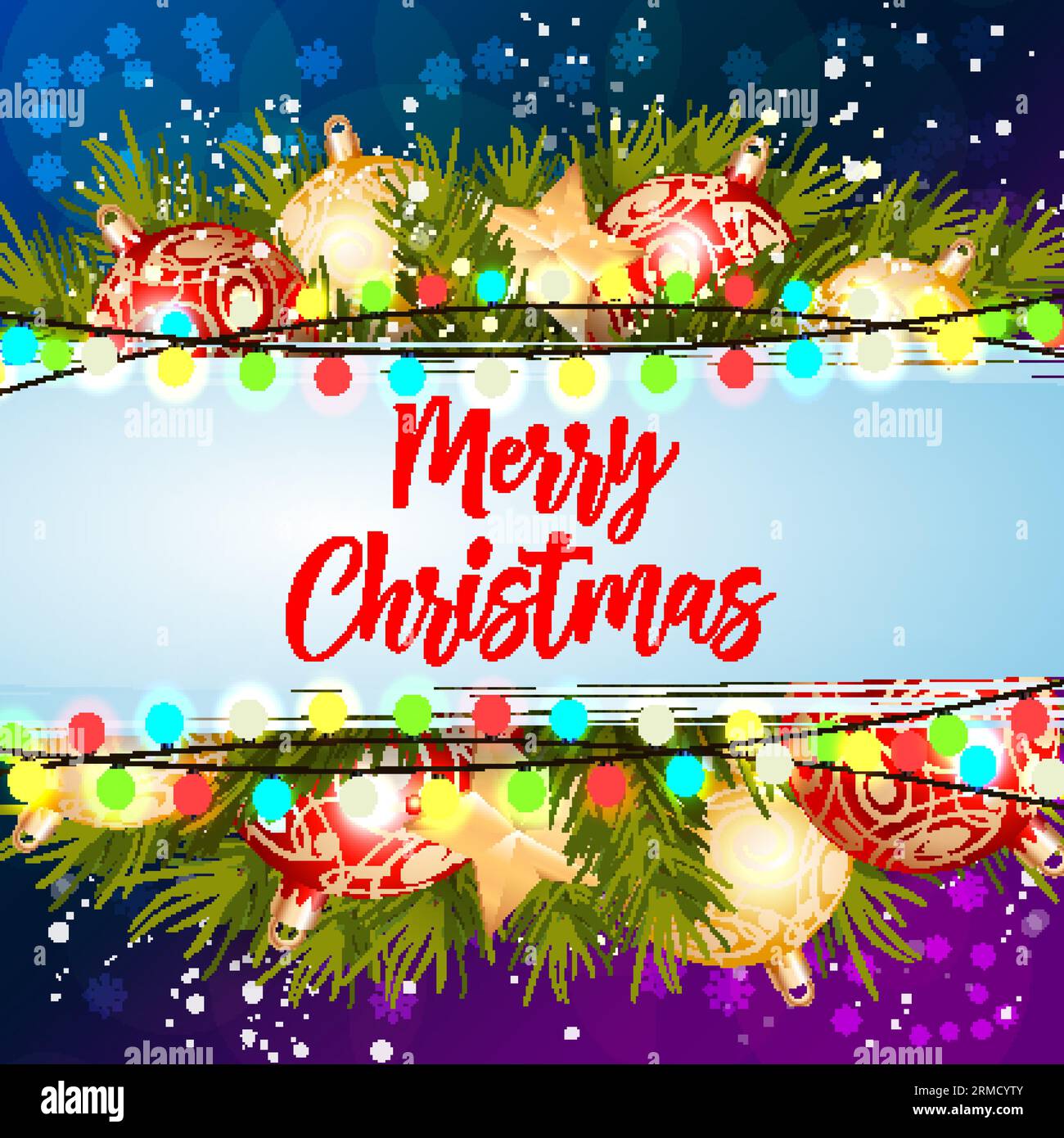 Merry Christmas Lettering with Lights Stock Vector Image & Art - Alamy