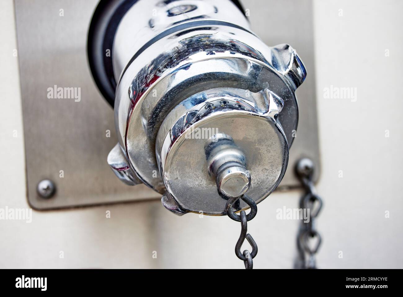 Close up of a Fire Hose Adapter Fitting mounted on a Fire Truck Stock ...