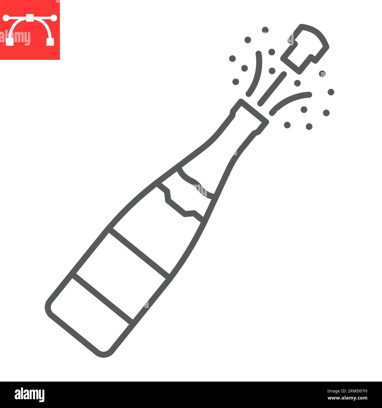 Champange bottle pop line icon, holiday and merry christmas, opening ...