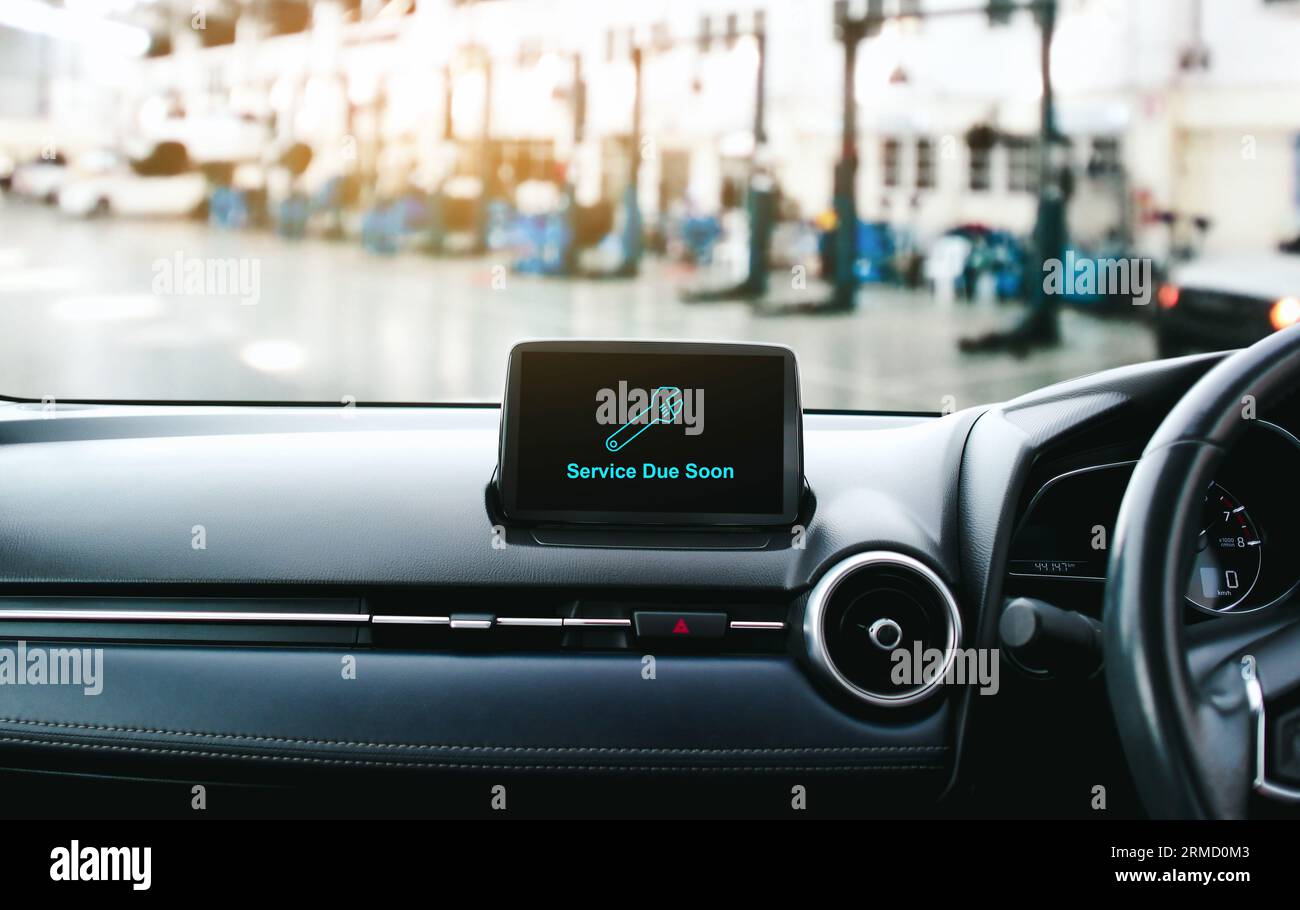 Maintenance service caution displayed on screen, car service due soon ...