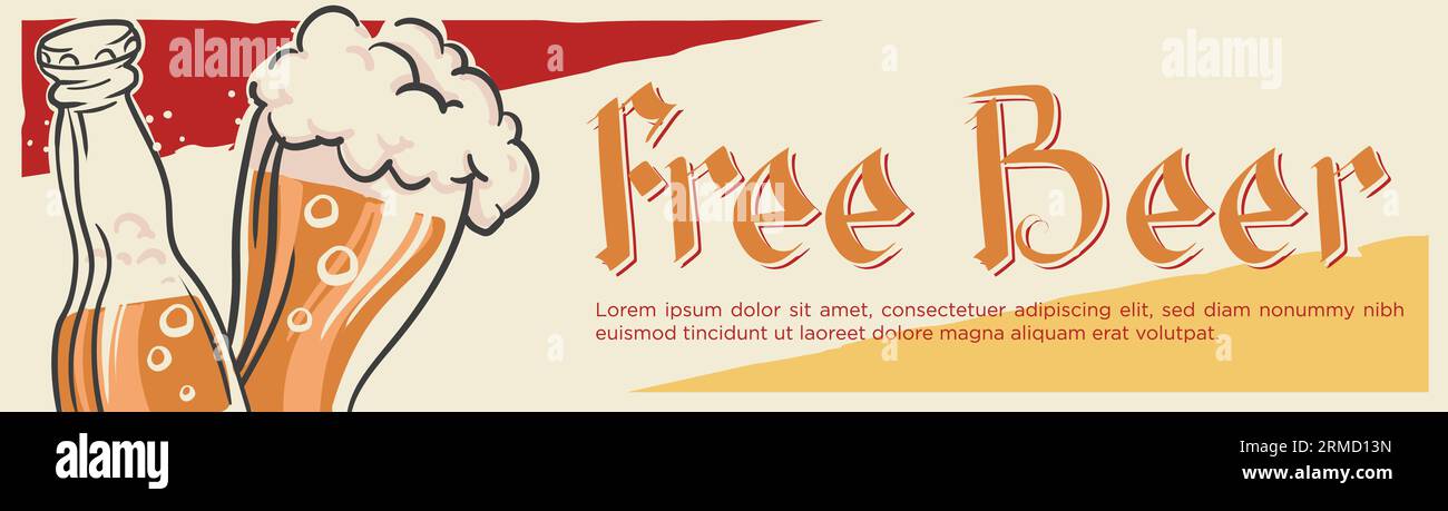 free beer web banner template. promotional banner template vector Stock ...