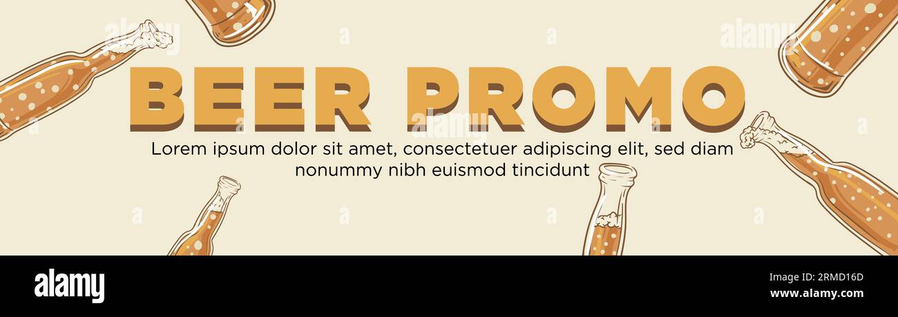 flying hand drawn beer bottle for beer promo template. promotional ...