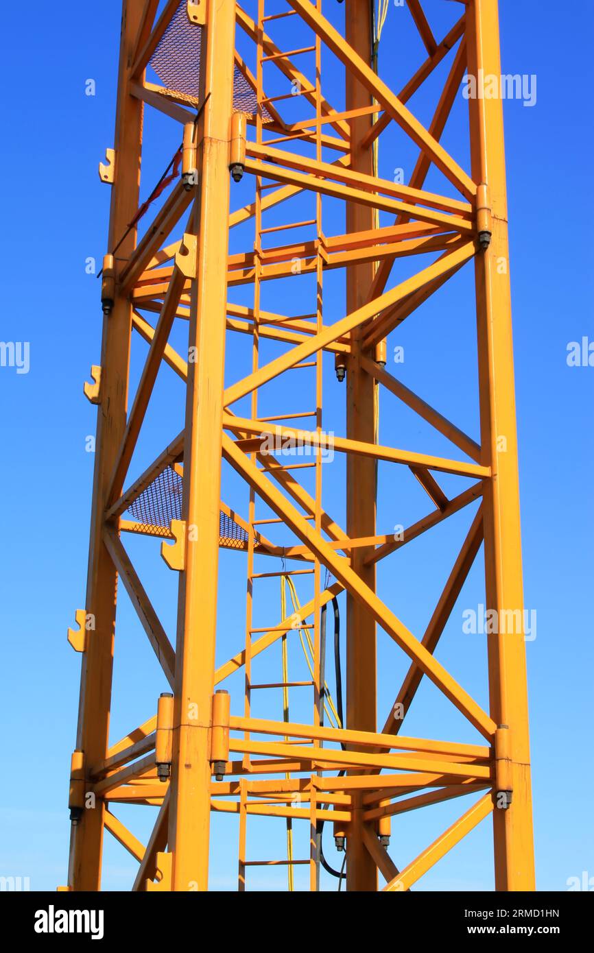 tower crane base in the blue sky, at a construction site, north china ...