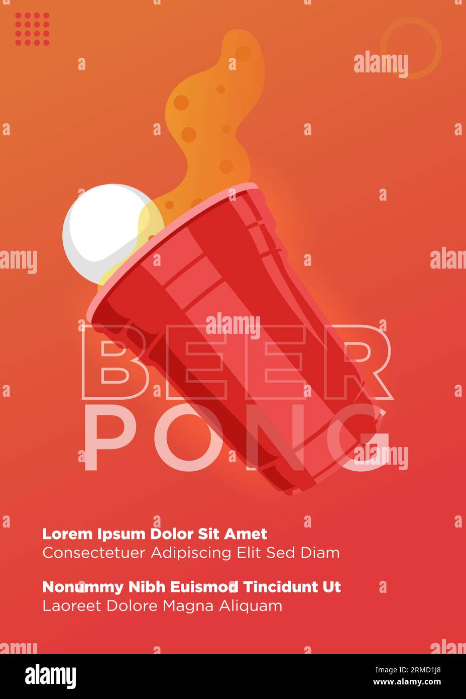 fallen beer glass with ball inside for beer pong poster template ...