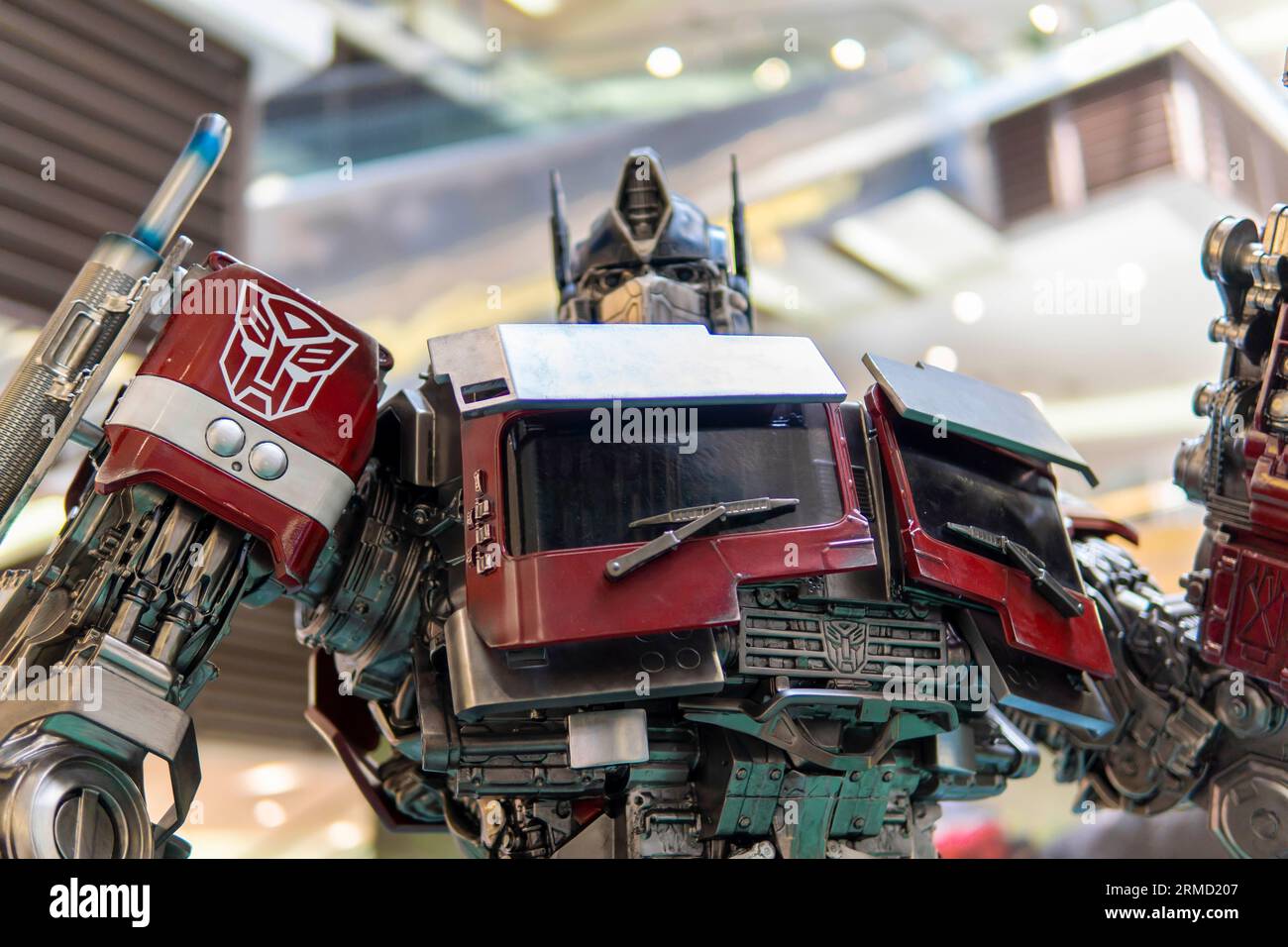 Kuala Lumpur, Malysia - June 2, 2023: Statue replica of Optimus Prime ...