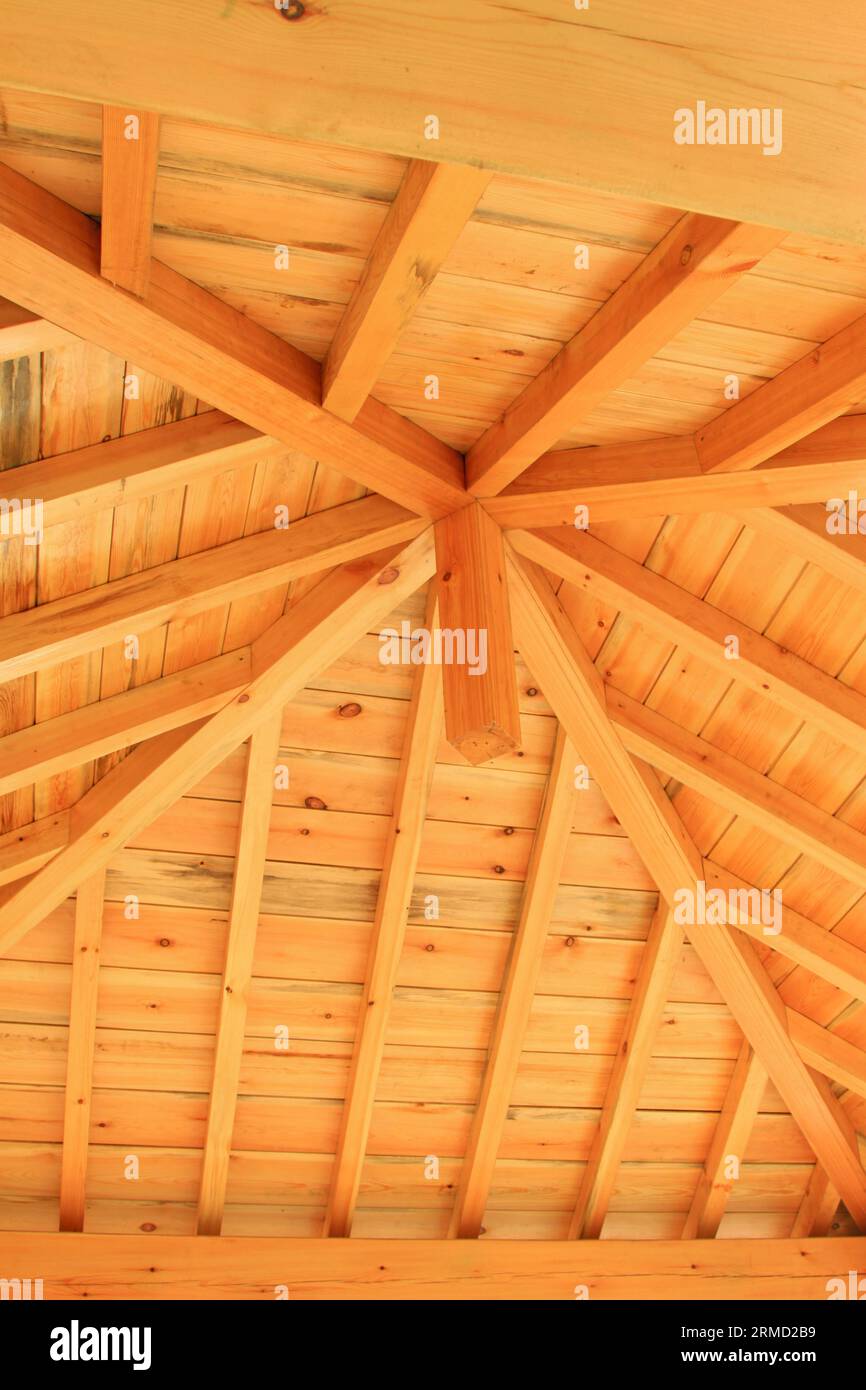wood structure of pavilion in north china Stock Photo - Alamy