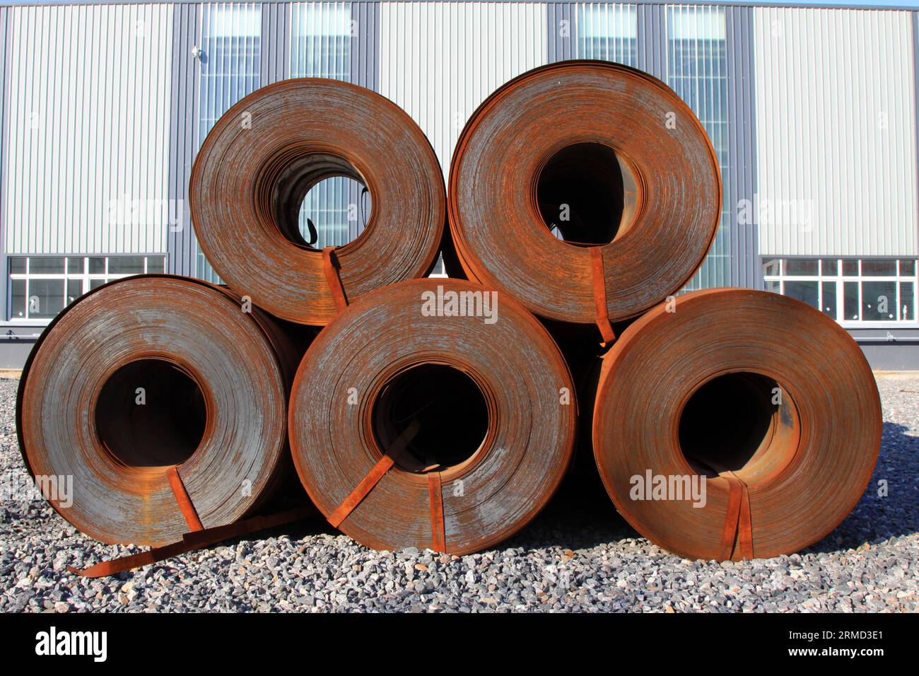 Bundles of steel strip in a warehouse, north china Stock Photo - Alamy