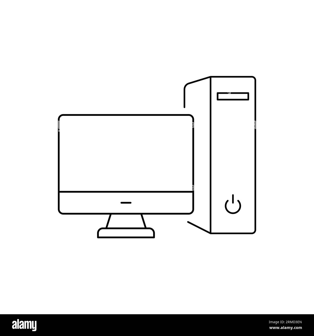 Monitor And System Unit Icon Computer Isolated On White Background