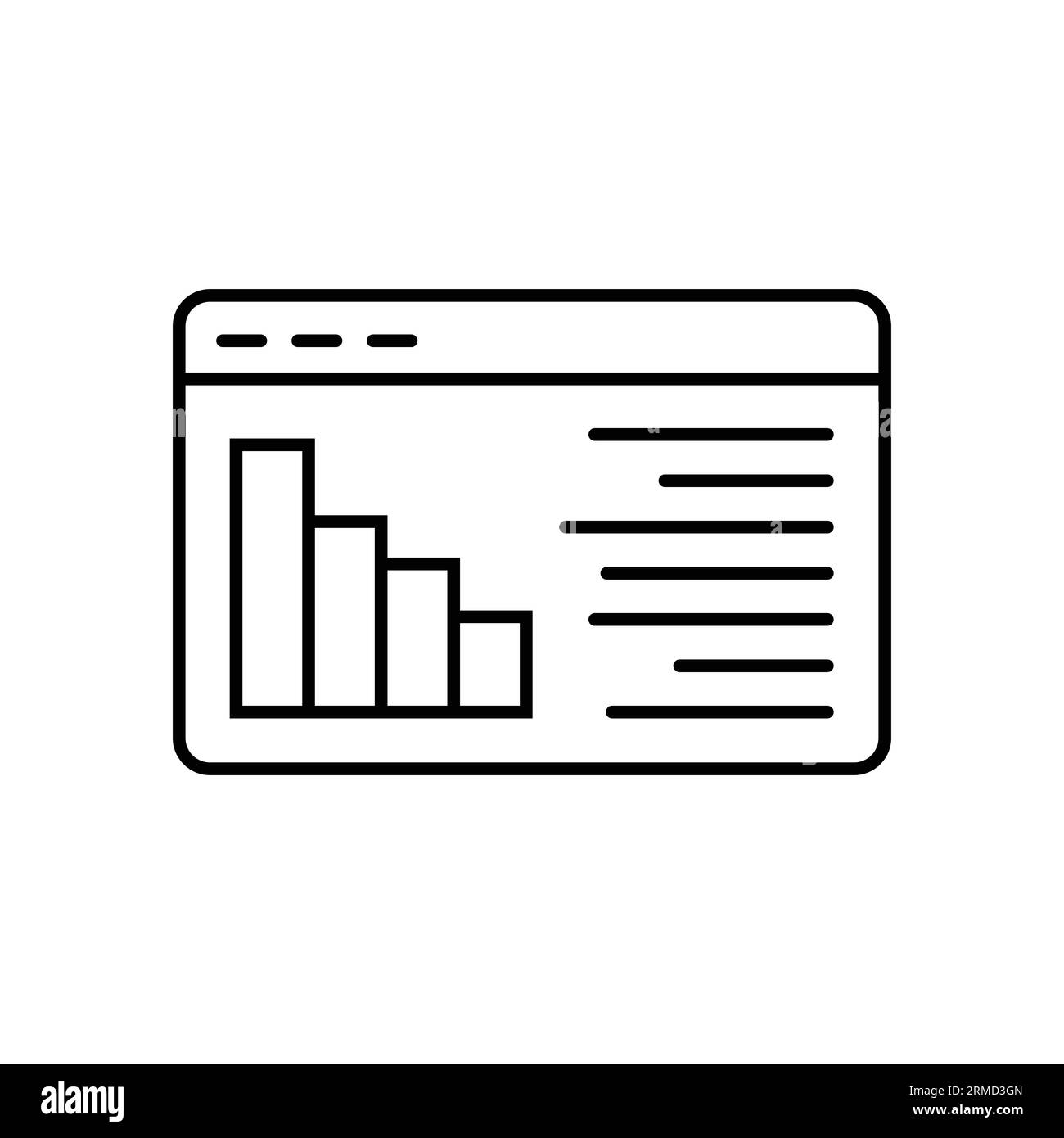 Website with report and diagram thin line icon. Online business report ...