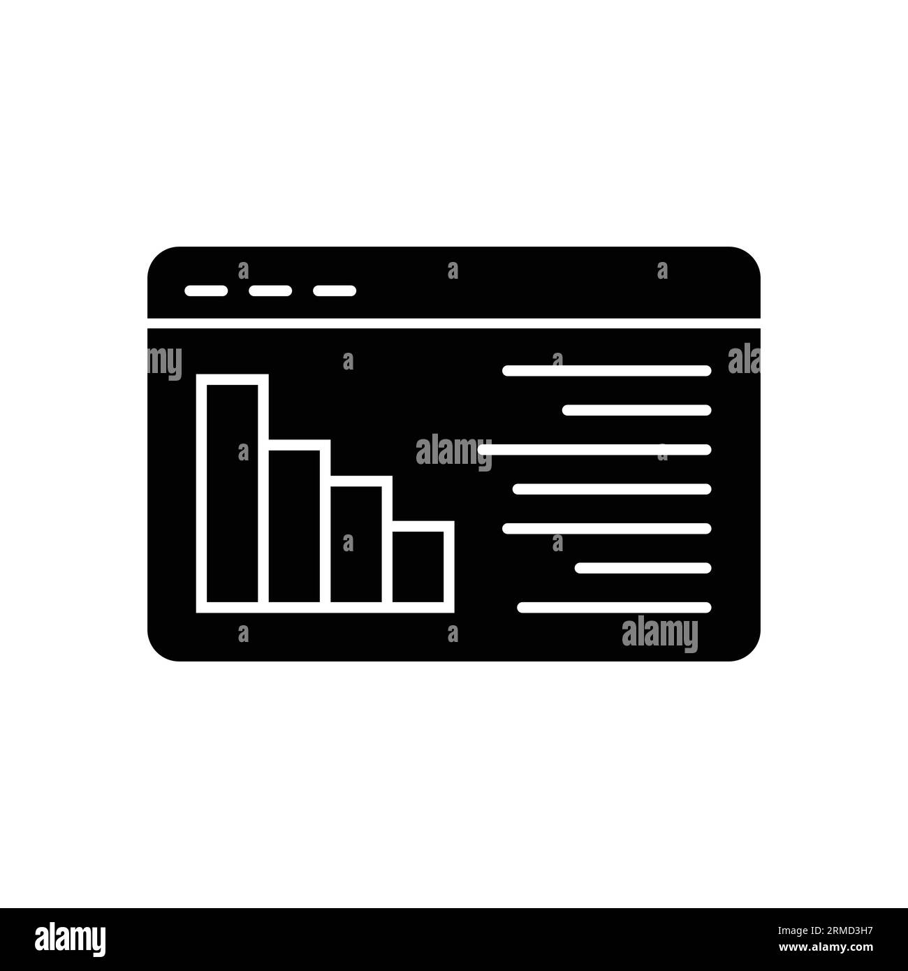 Website with report and diagram solid icon. Online business report symbol, glyph style pictogram ...