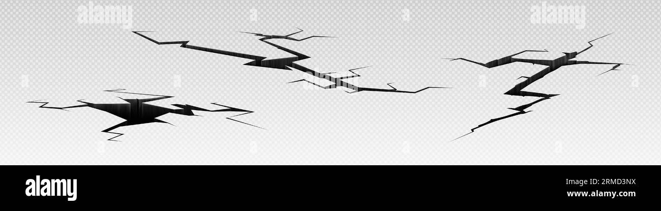 Earth break ground and crack hole vector 3d effect. Broken concrete ...