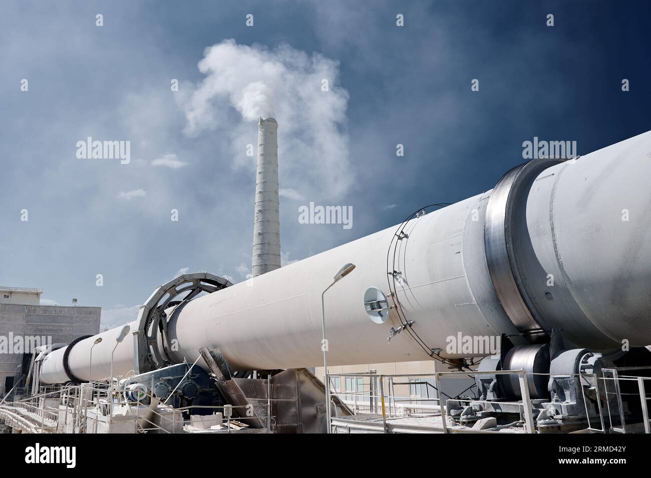 Tubular rotary furnace at plant of limestone production Stock Photo - Alamy