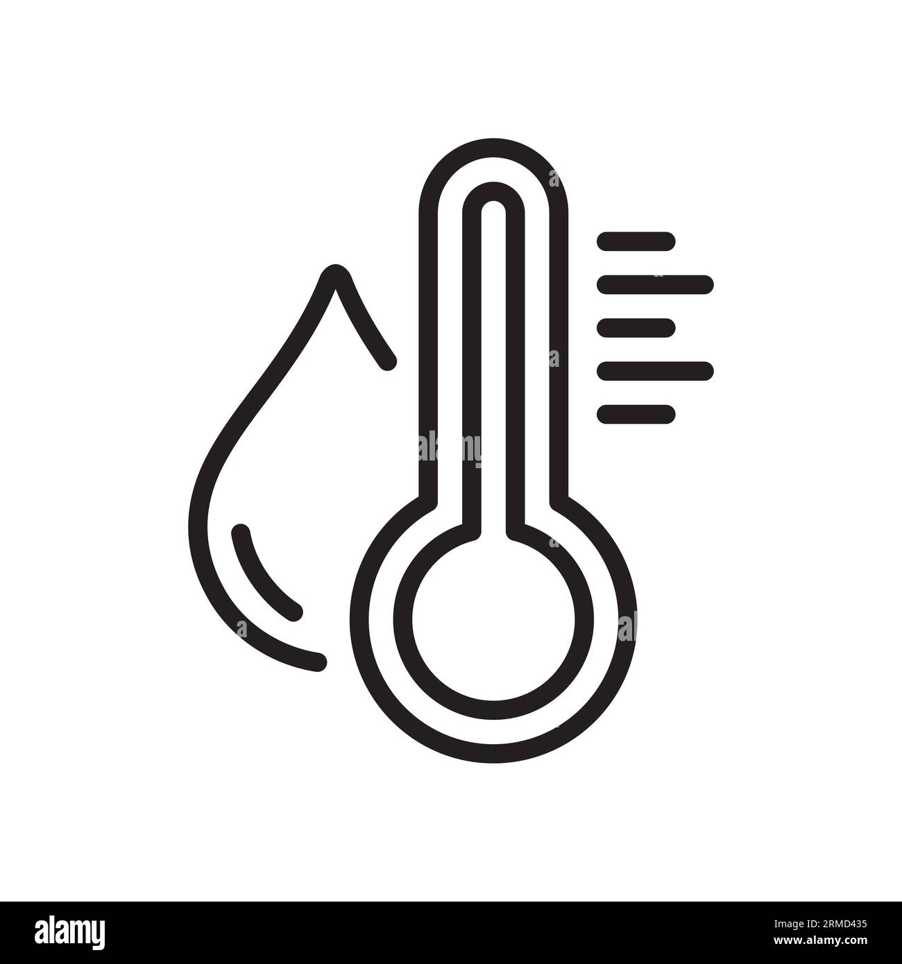 Water Temperature Indicator Line Icon Mercury Thermometer And Water Drop Linear Pictogram