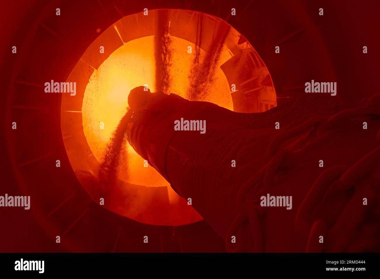 Combustion chamber of furnace with streams of hot gas Stock Photo - Alamy