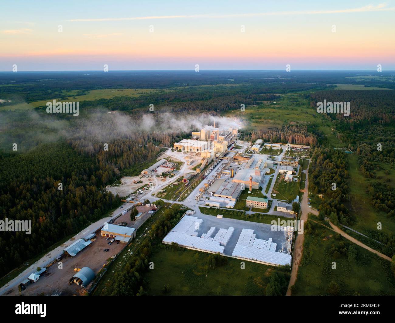 Aerial concrete blocks and silica bricks production factory Stock Photo ...