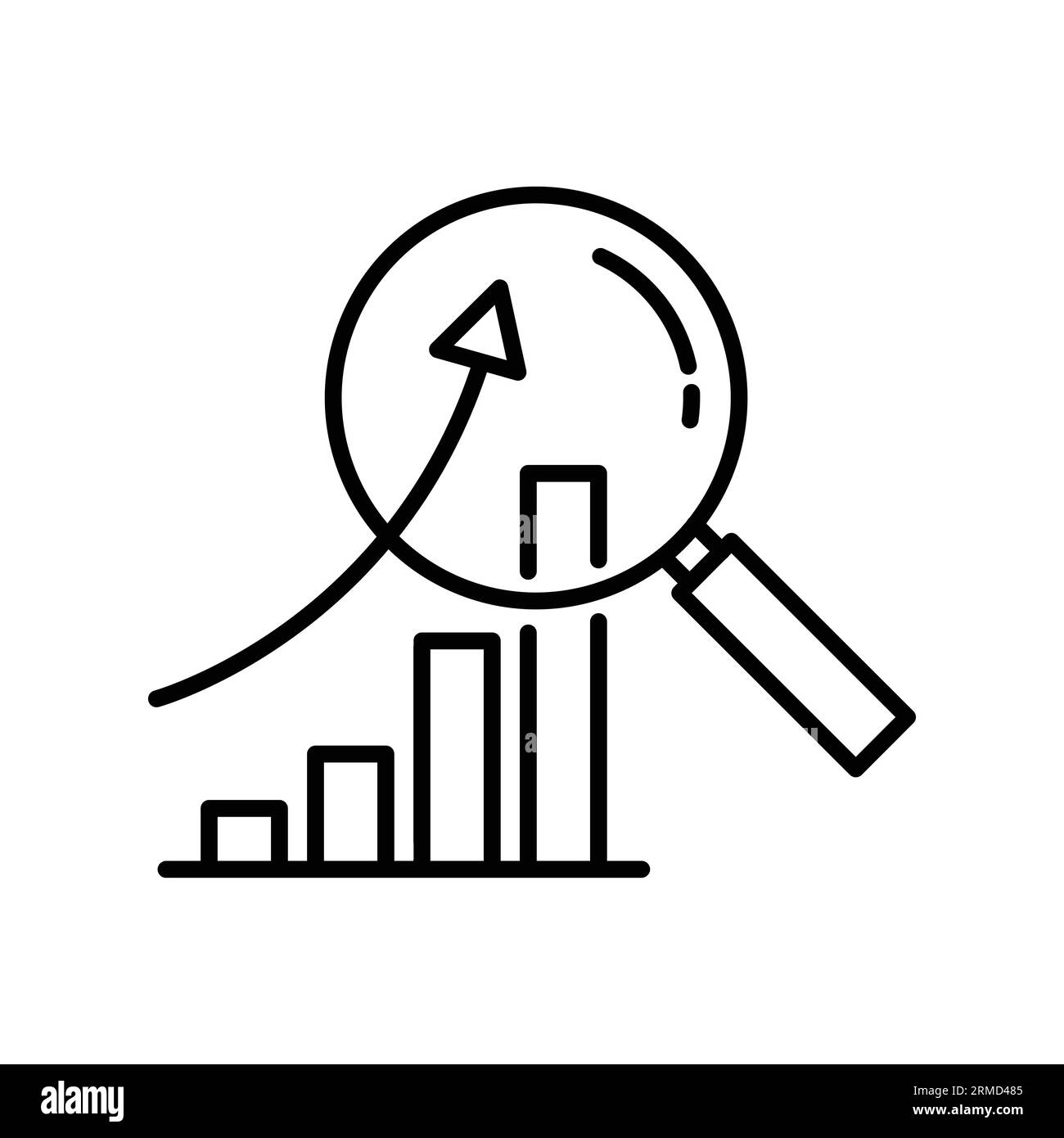 research icon, analyze business linear sign isolated on white ...