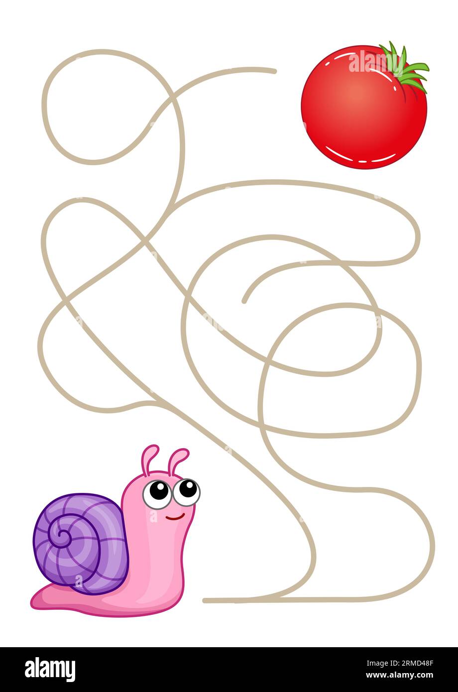Maze game for children. Help a snail to find a correct way Stock Vector ...