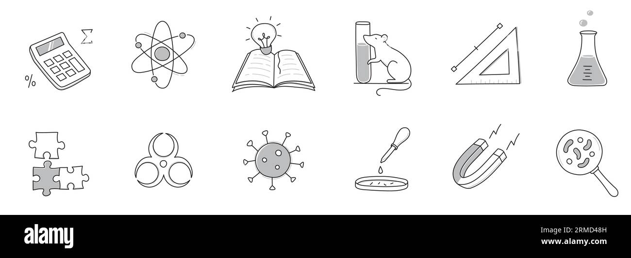 Laboratory doodle icon set. Hand drawn sketch line doodle style ...