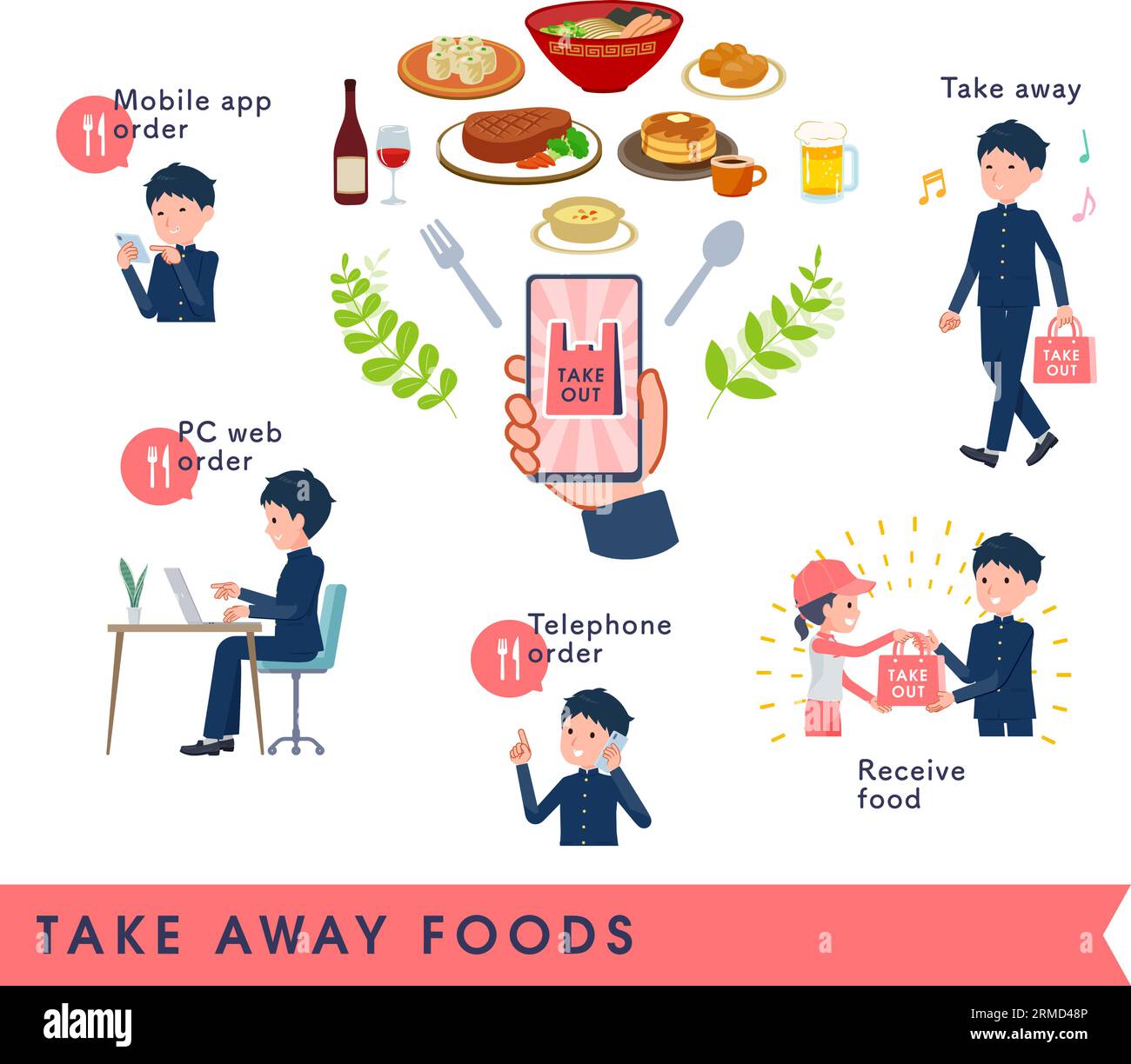 A set of School boy to take away.It's vector art so easy to edit Stock ...