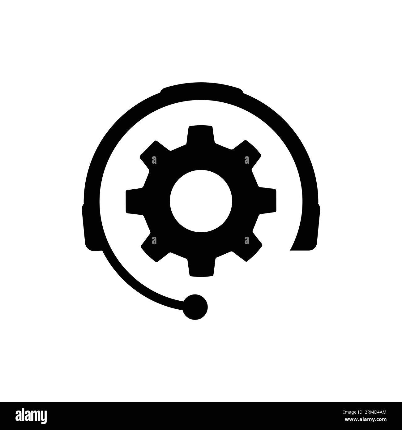 Tech support, call center or gear with headphones icon on an isolated ...