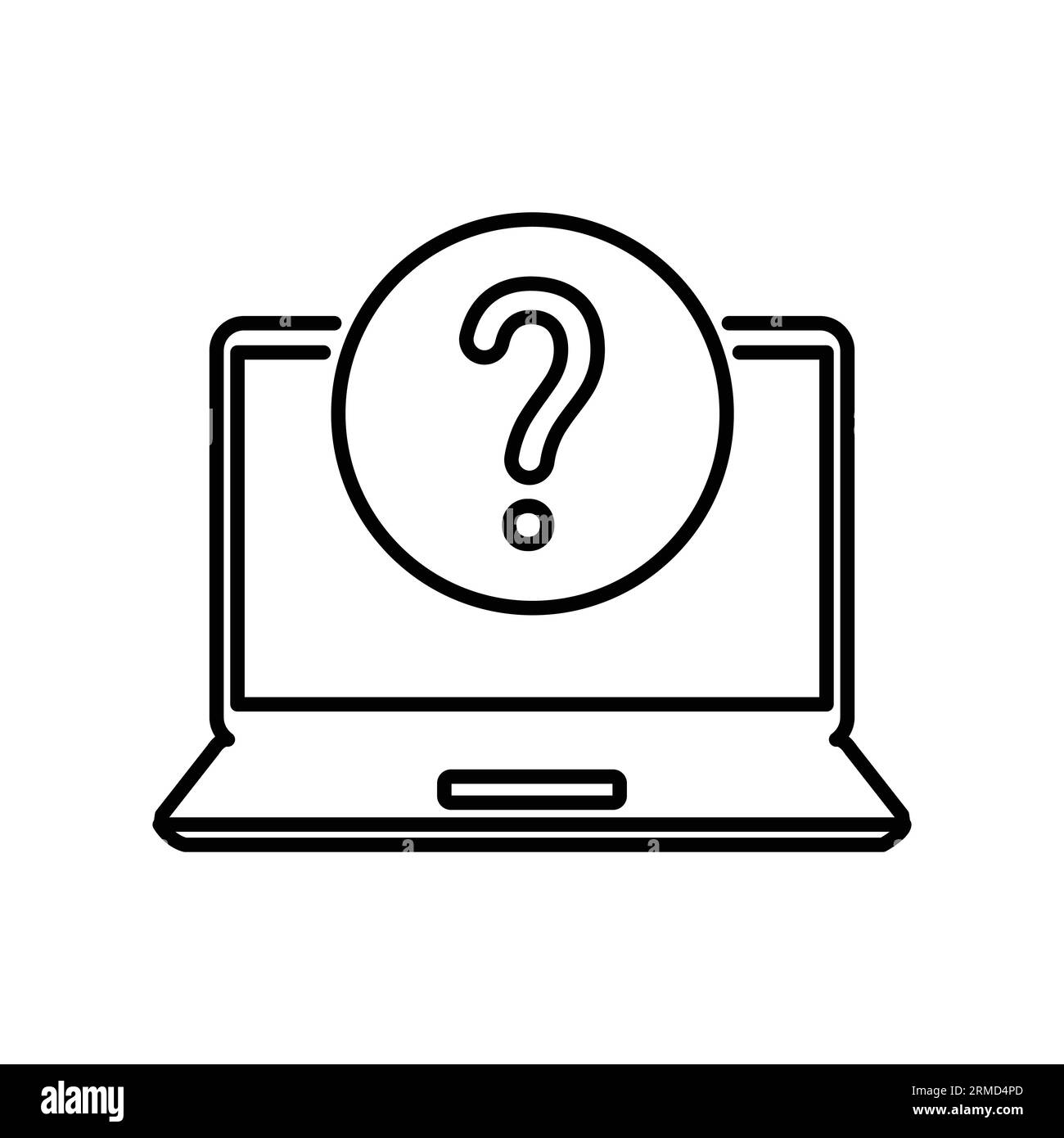 black thin line laptop icon with question mark. linear simple trend ...