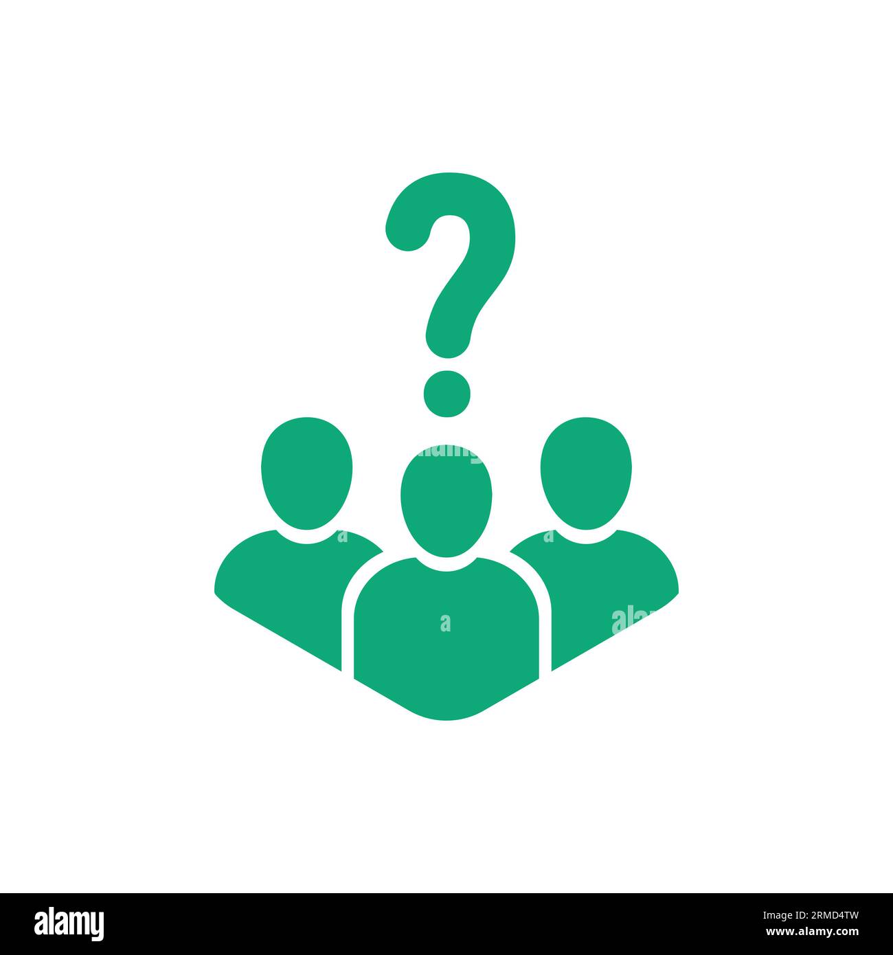 green crowd of people with big question mark icon. concept of query ...