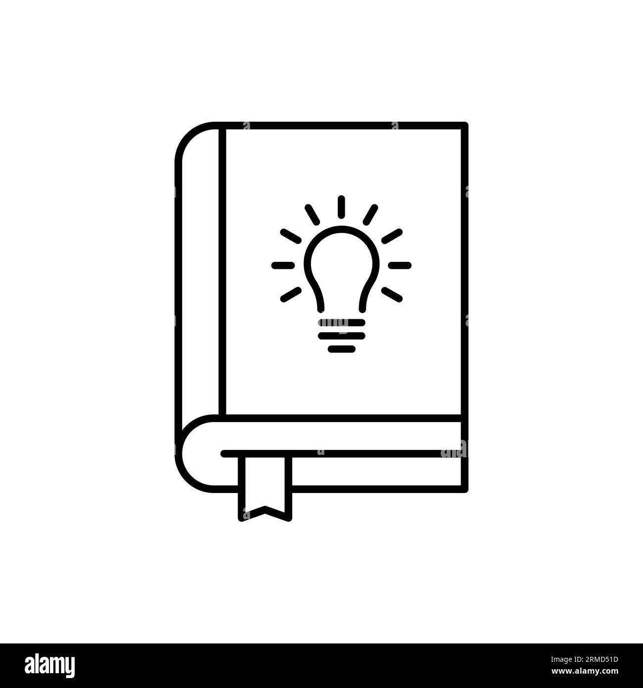 thin line book and lightbulb like abstract black icon. concept of ...
